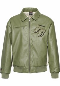 FUBU FB INITIALS COACH - Chaqueta de cuero - olive white/verde - Zalando.es