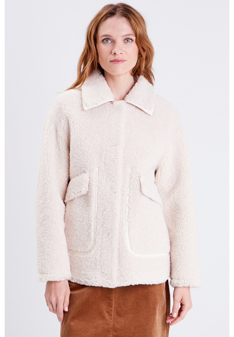 BONOBO Jeans PLÜSCHOPTIK - Winterjacke - ecru/beige - Zalando.de