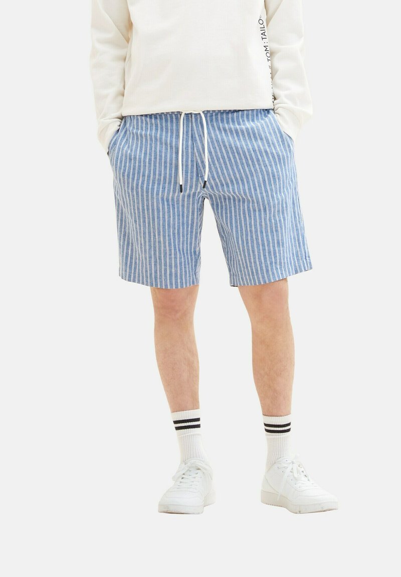 TOM TAILOR DENIM Shorts - blue white stripe/blue - Zalando