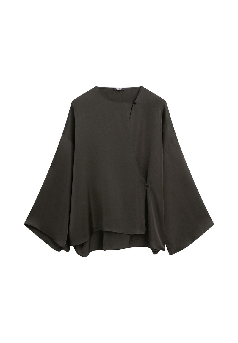 Massimo Dutti FLOWING WRAP - Button-down blouse - black - Zalando