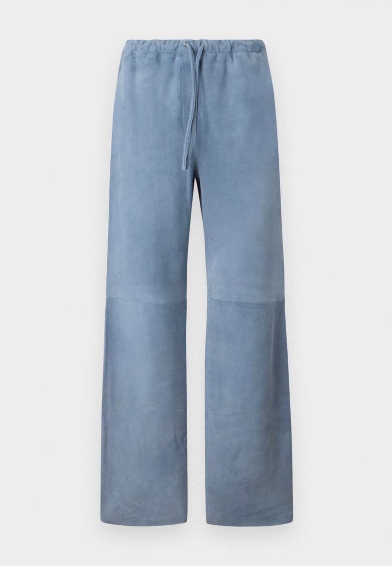 Selected SLFFIA SUEDE PANTS - Leren broek - blue mirage/blauw - Zalando.nl