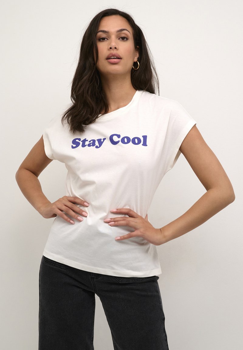 Kaffe COLLINA - Print T-shirt - chalk clematis blue statement/off-white ...