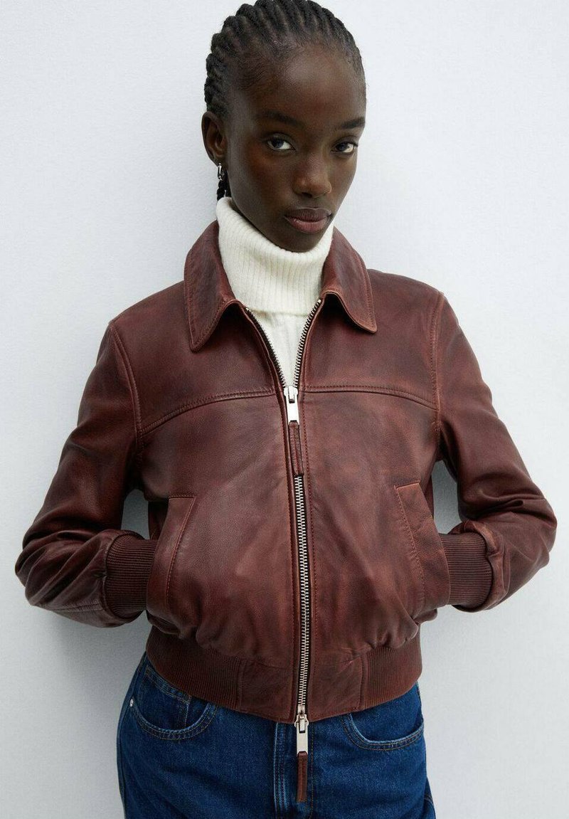 Mango ANNIE - Lederjacke - brown/braun - Zalando.at