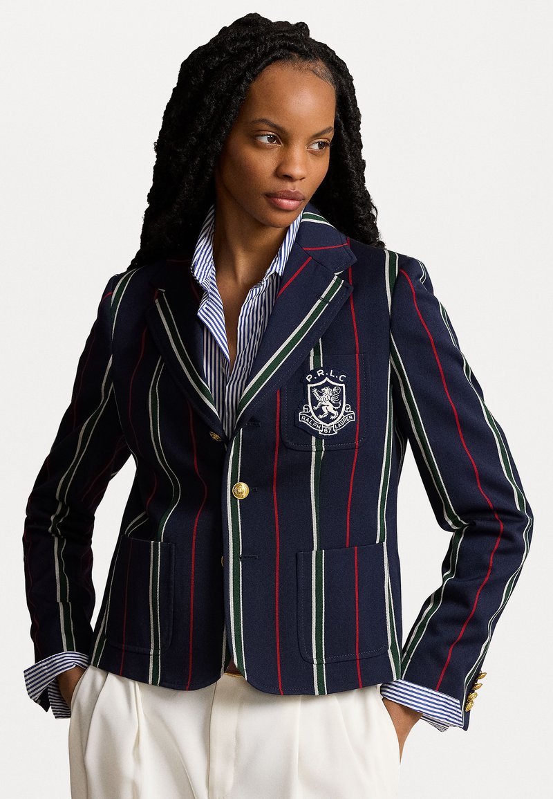 Polo Ralph Lauren STRIPED SATIN CRICKET BLAZER - Blazer - navy multi ...