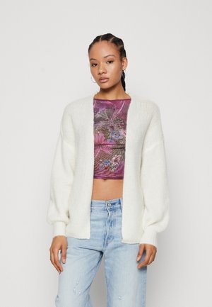 Weekday BRIELLE ZIPPED CARDIGAN - Chaqueta de punto - white dusty light ...