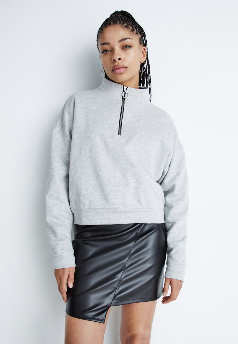 Noisy May NMPROJECT ZIP - Sweatshirt - light grey melange/hellgrau ...