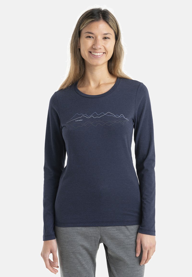 icebreaker MERINO CENTRAL CLASSIC - Longsleeve - DARK BLUE/donkerblauw ...