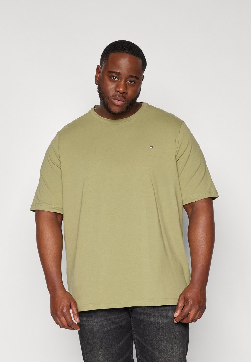 Tommy Hilfiger STRETCH SLIM FIT TEE - Basic T-shirt - faded olive/olive ...