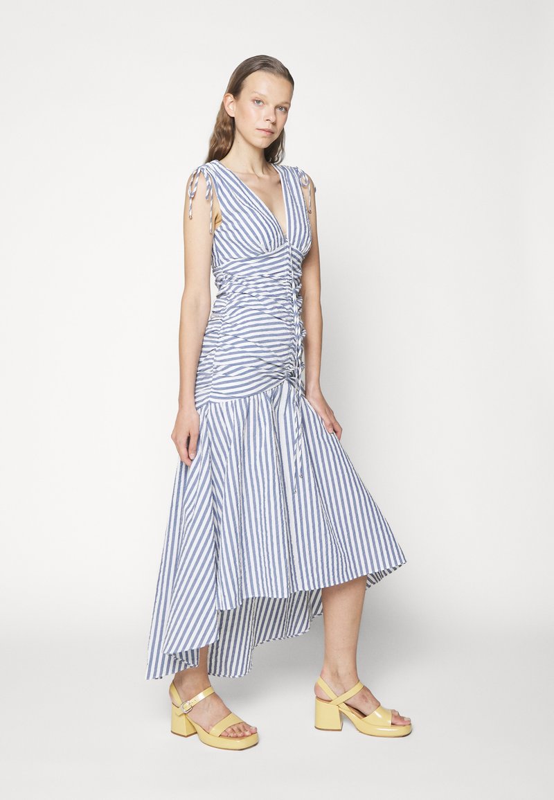 Veronica Beard PERRIN DRESS - Maxi-jurk - washed blue/white/blauw ...