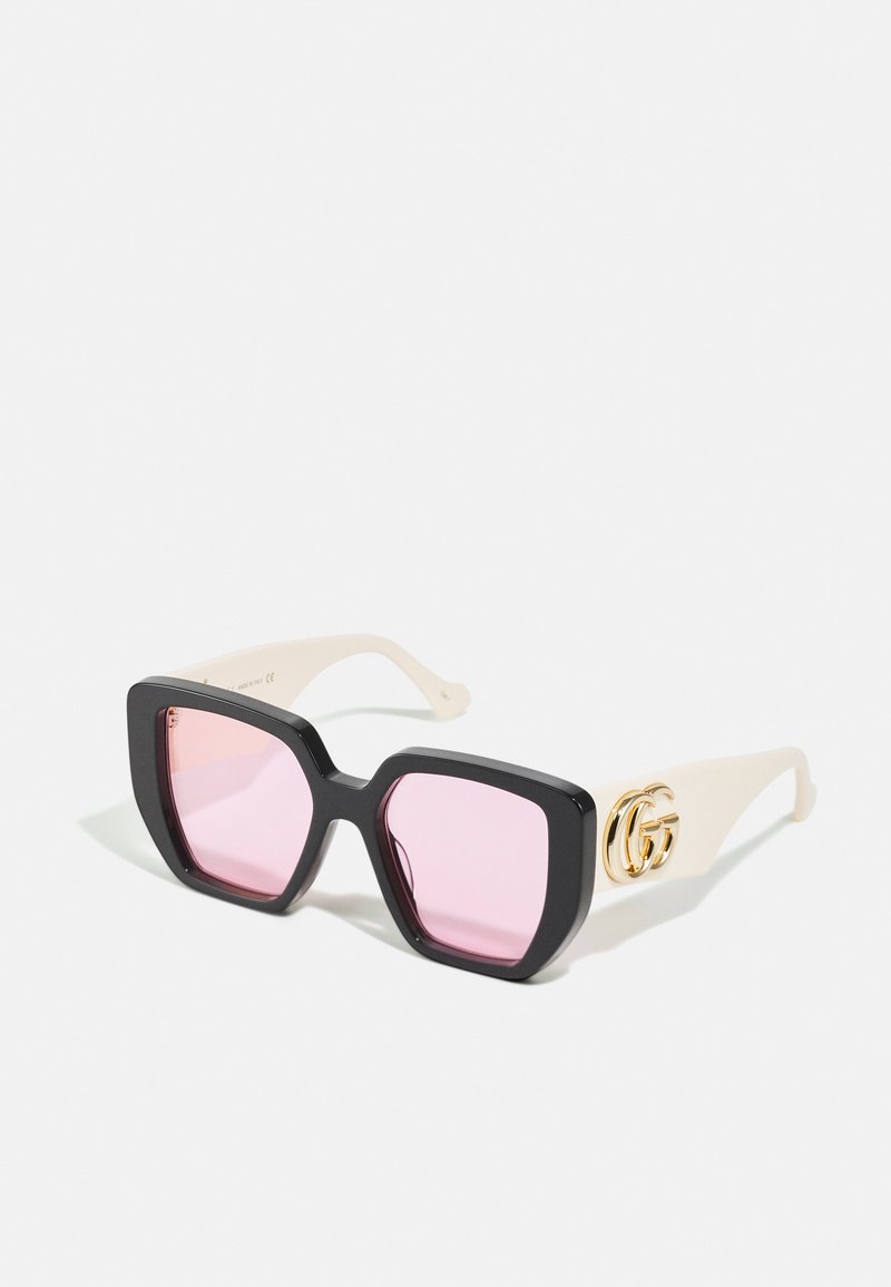 Gucci GG OVERSIZED SQUARE ACETATE SUNGLASSES - Sunglasses - black/white ...