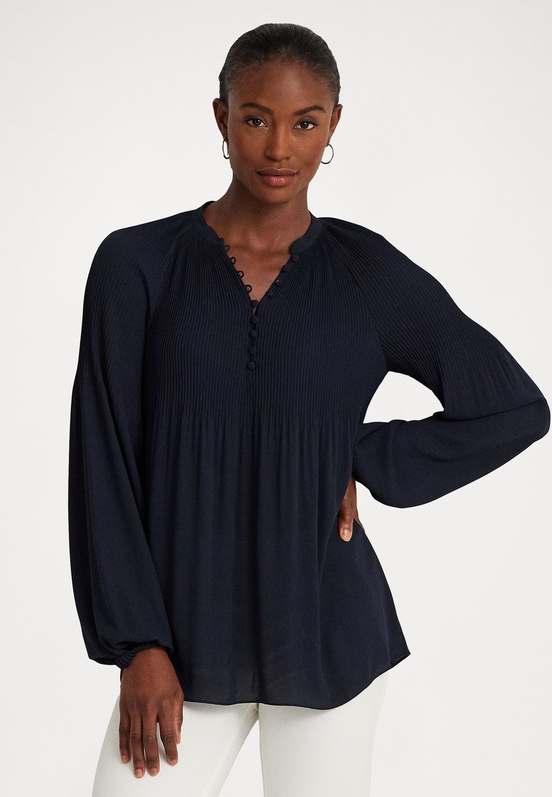 Lauren Ralph Lauren PLEATED GEORGETTE BLOUSE - Blouse - navy/dark blue ...