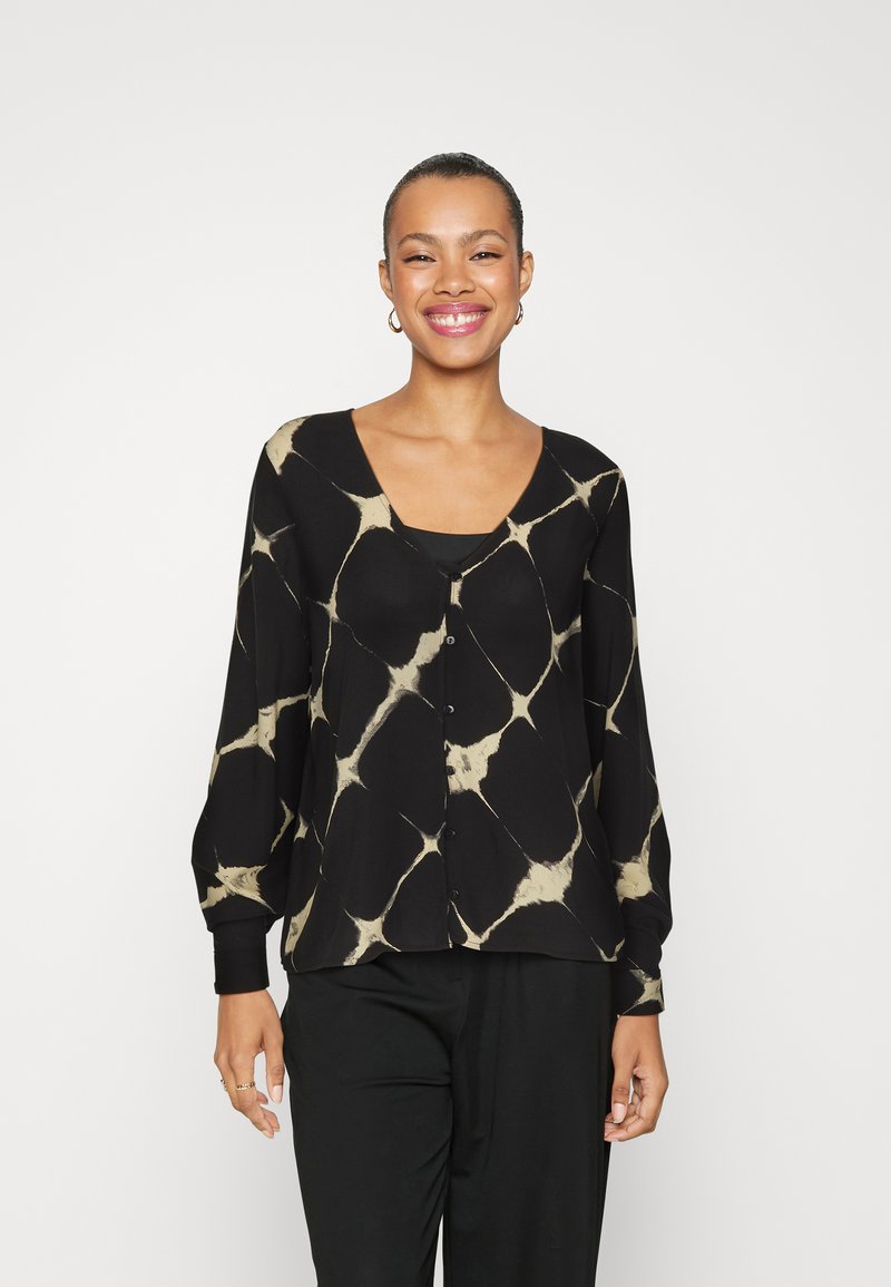 VILA VIANJA V NECK BUTTON - Camicetta - black/beige/nero - Zalando.it