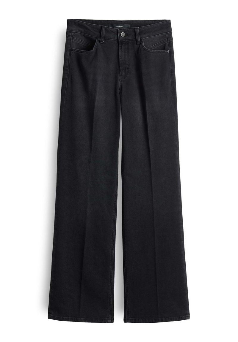 someday. MID RISE LOOSE FIT - Flared Jeans - raven black/zwart - Zalando.nl