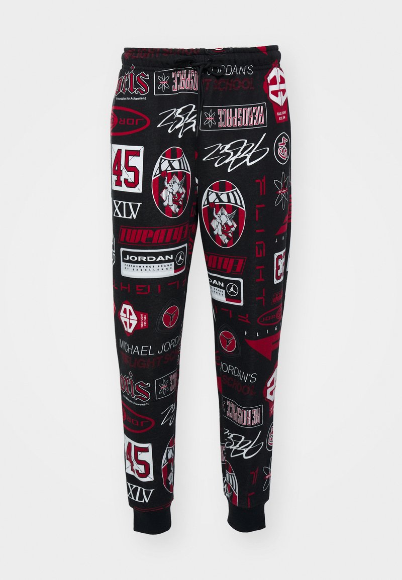 Jordan JORDAN ESSENTIALS - Tracksuit bottoms - black/varsity red/black ...