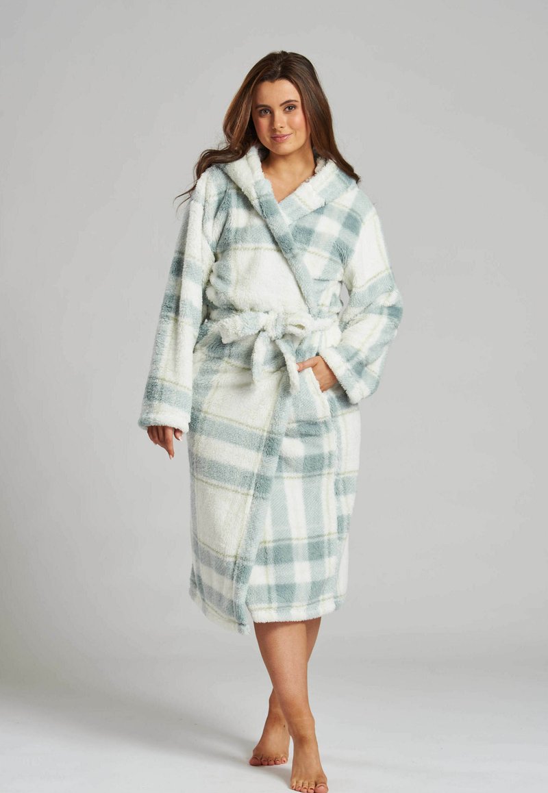 Loungeable CHECK WELL SOFT HOODED MIDI - Dressing gown - blue - Zalando