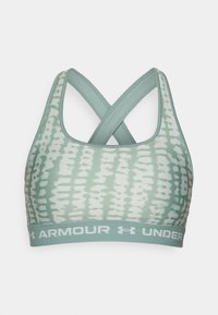 Under Armour CROSSBACK MID PRINT - Medium support sports bra - silica ...