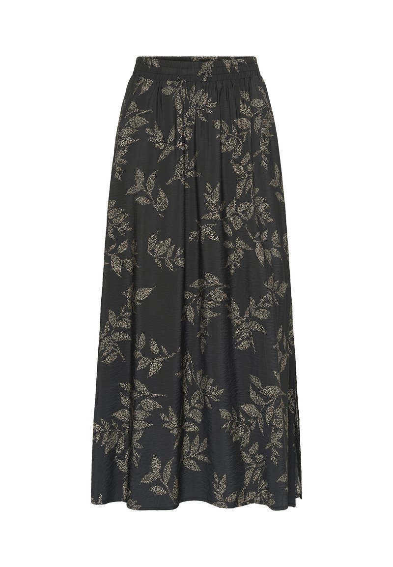 Bon'A Parte BPARIANNA SKIRT - Jupe longue - black oyster gray leaf ...