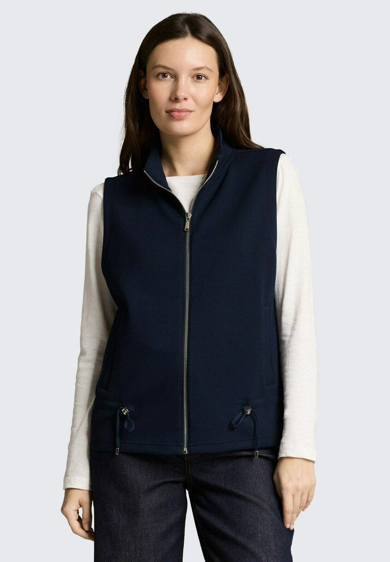 TOM TAILOR MIT STEHKRAGEN - Waistcoat - sky captain blue/dark blue ...