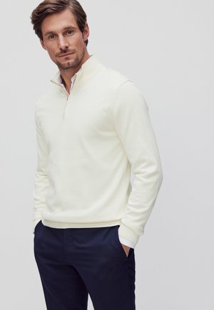 Dobber PETER HALF ZIP - Strickpullover - off white/grau - Zalando.de