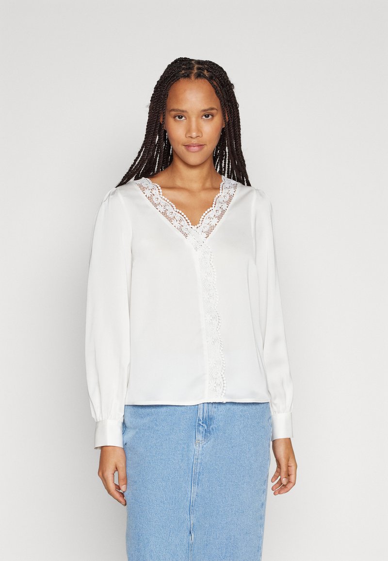 VILA VIMONI DETAIL TOP - Blouse - cloud dancer/crème - Zalando.be