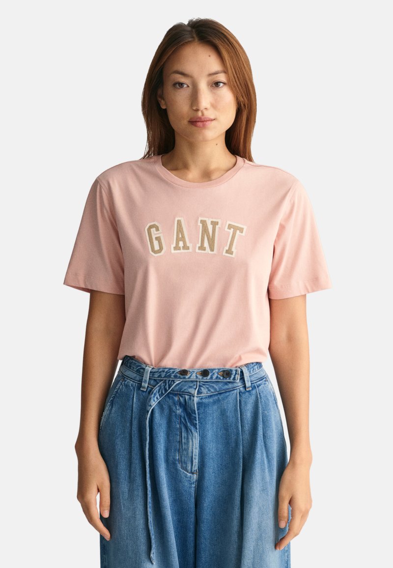 GANT LOGO C-NECK - T-shirts med print - autumn sunset/rød - Zalando.no