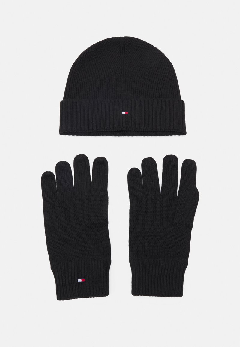 Tommy Hilfiger ESSENTIAL BEANIE & GLOVES SET - Gants - black/noir - ZALANDO.FR