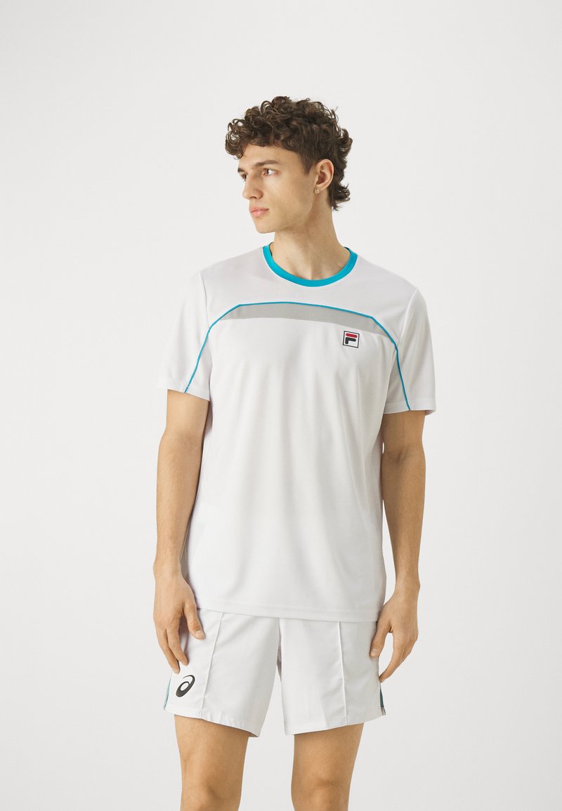 Fila ASHER - Sports T-shirt - white/silver scone/white - Zalando.co.uk