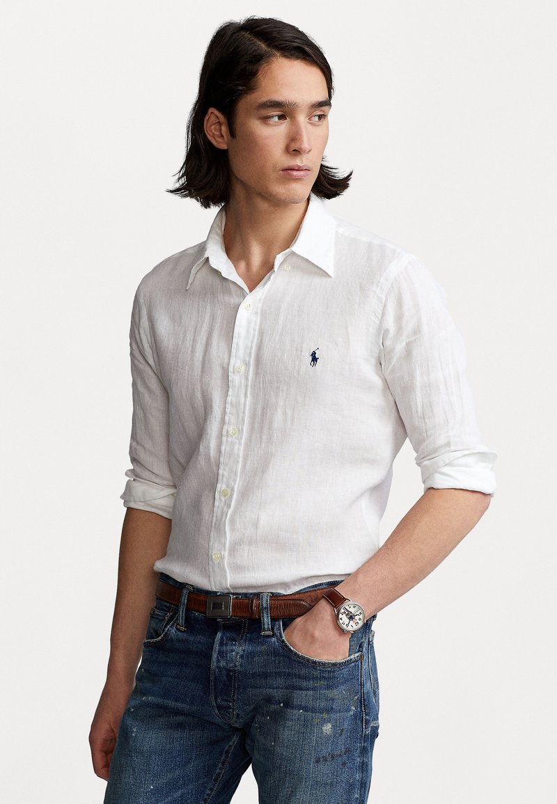 Polo Ralph Lauren CUSTOM FIT LINEN SHIRT - Shirt - white - Zalando.co.uk