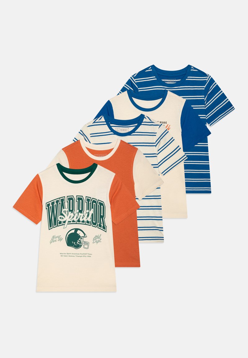Friboo 5 PACK - Print T-shirt - off-white/blue/orange/off-white ...