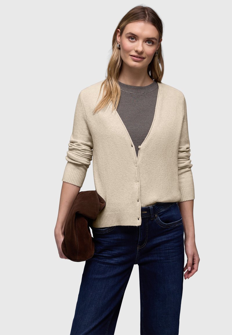 Street One KUSCHELIGER V-NECK - Cardigan - beige/mottled beige - Zalando