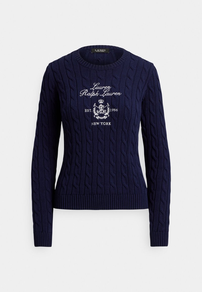 Lauren Ralph Lauren EMBROIDERED-CREST CABLE-KNIT SWEATER ...