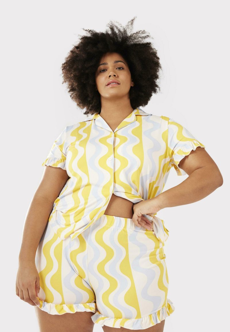 Chelsea Peers CURVE WAVY HOLIDAY BUTTON UP SET - Pyjama - off white ...
