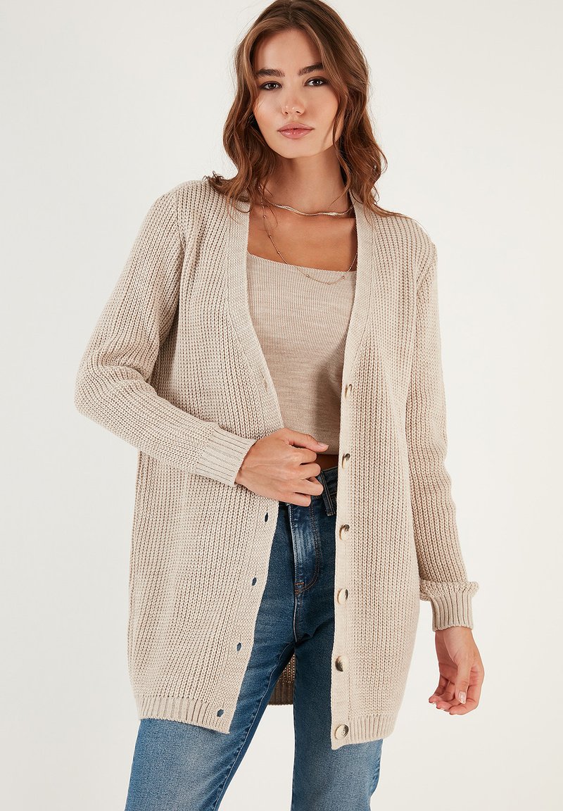 LELA REGULAR FIT - Cardigan - stone colored/taupe - Zalando.ie
