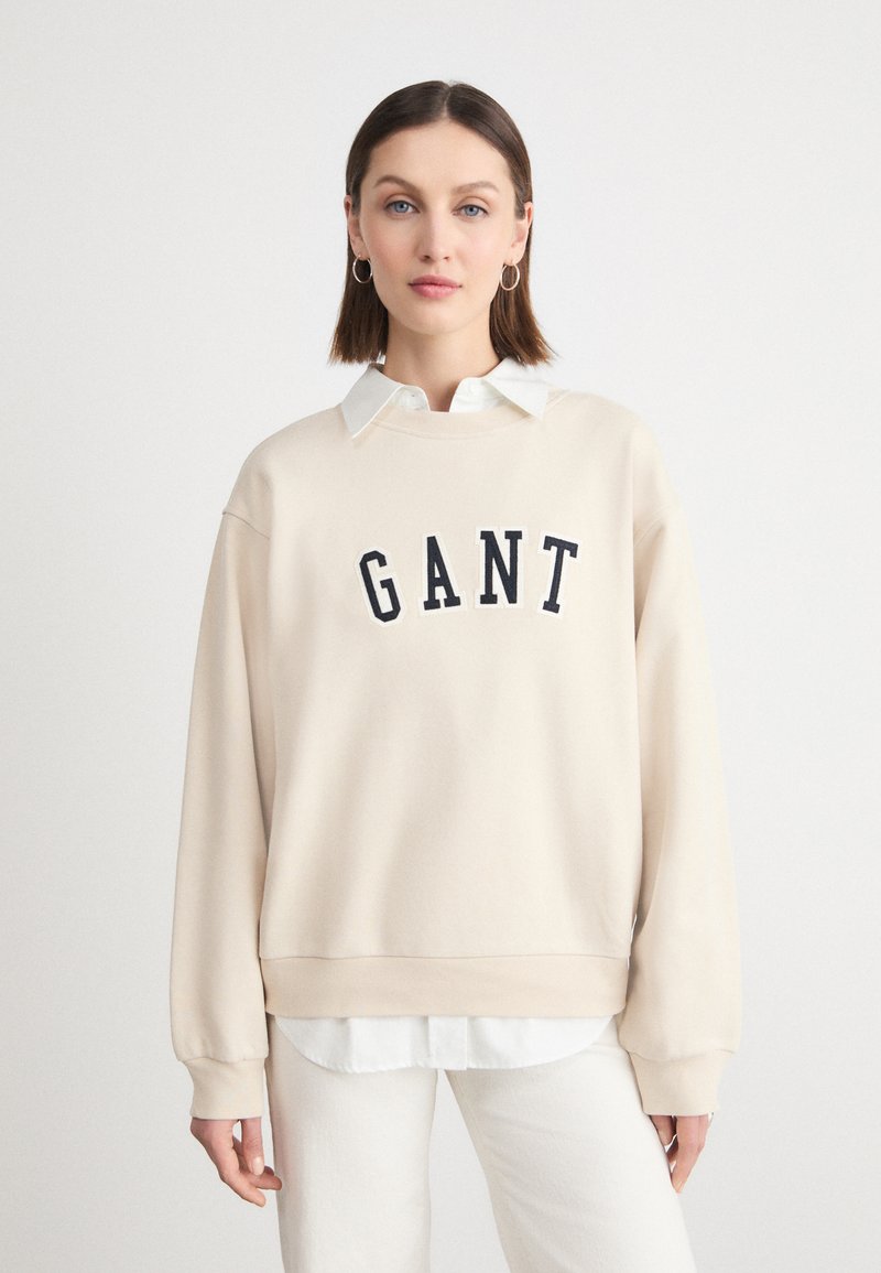 GANT LOGO C-NECK - Sweatshirt - soft oat/beige - Zalando.ie