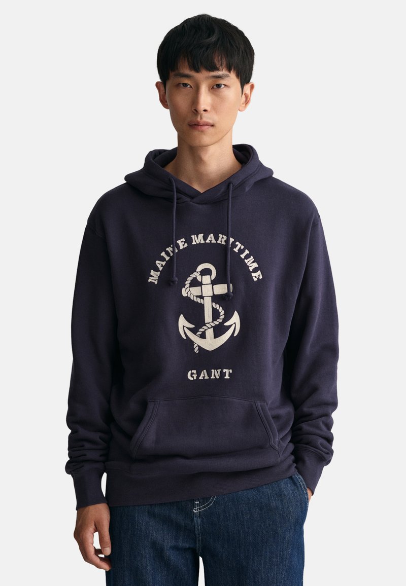 GANT MARITIME - Jersey con capucha - evening blue/azul marino - Zalando.es