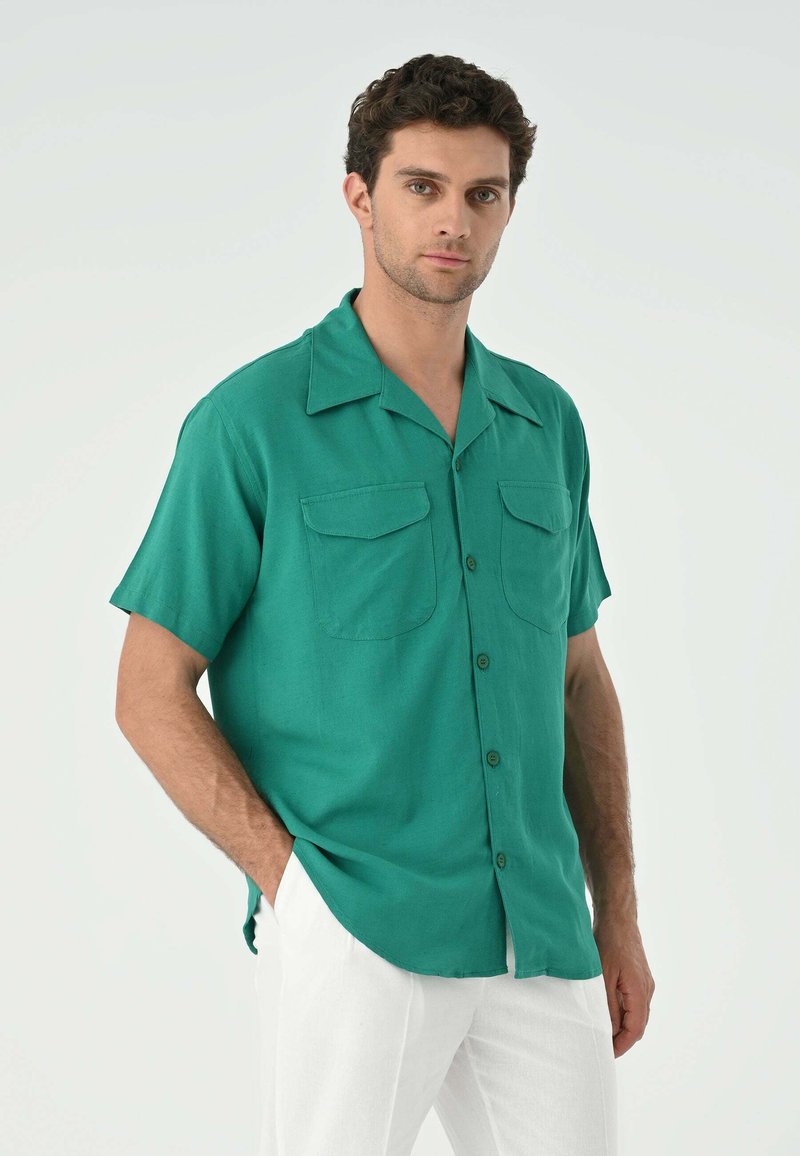 Antioch Lapel Collar Short Sleeve Shirt Green Zalando De