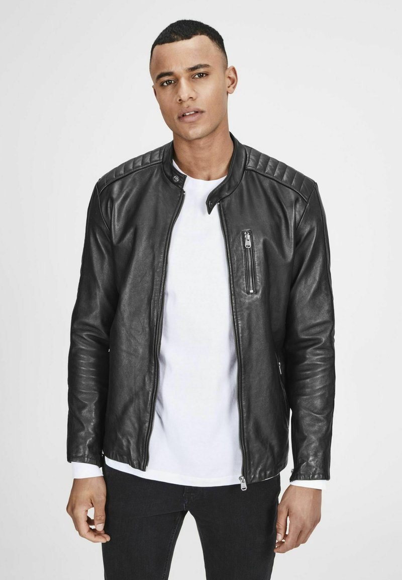 Jack & Jones Leather jacket - black - Zalando.ie