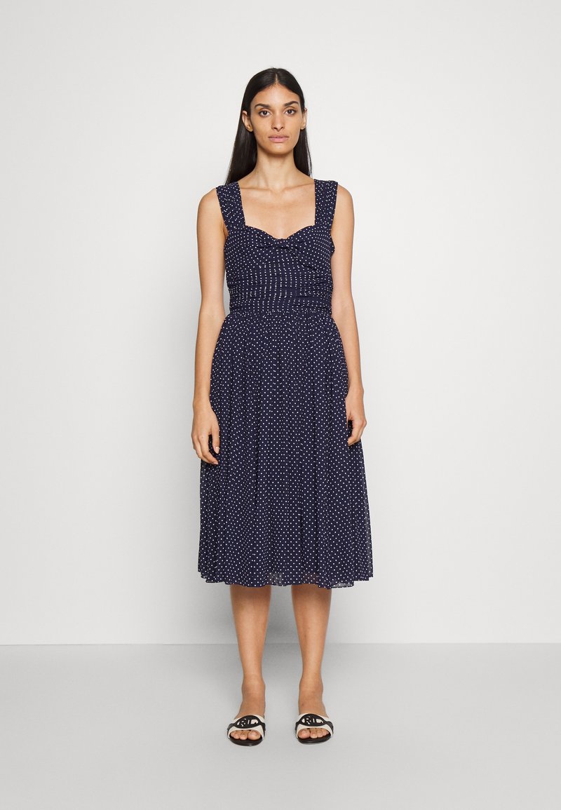 Polo Ralph Lauren SLEEVELESS DRESS - Cocktail dress / Party dress - navy/white/dark blue ...