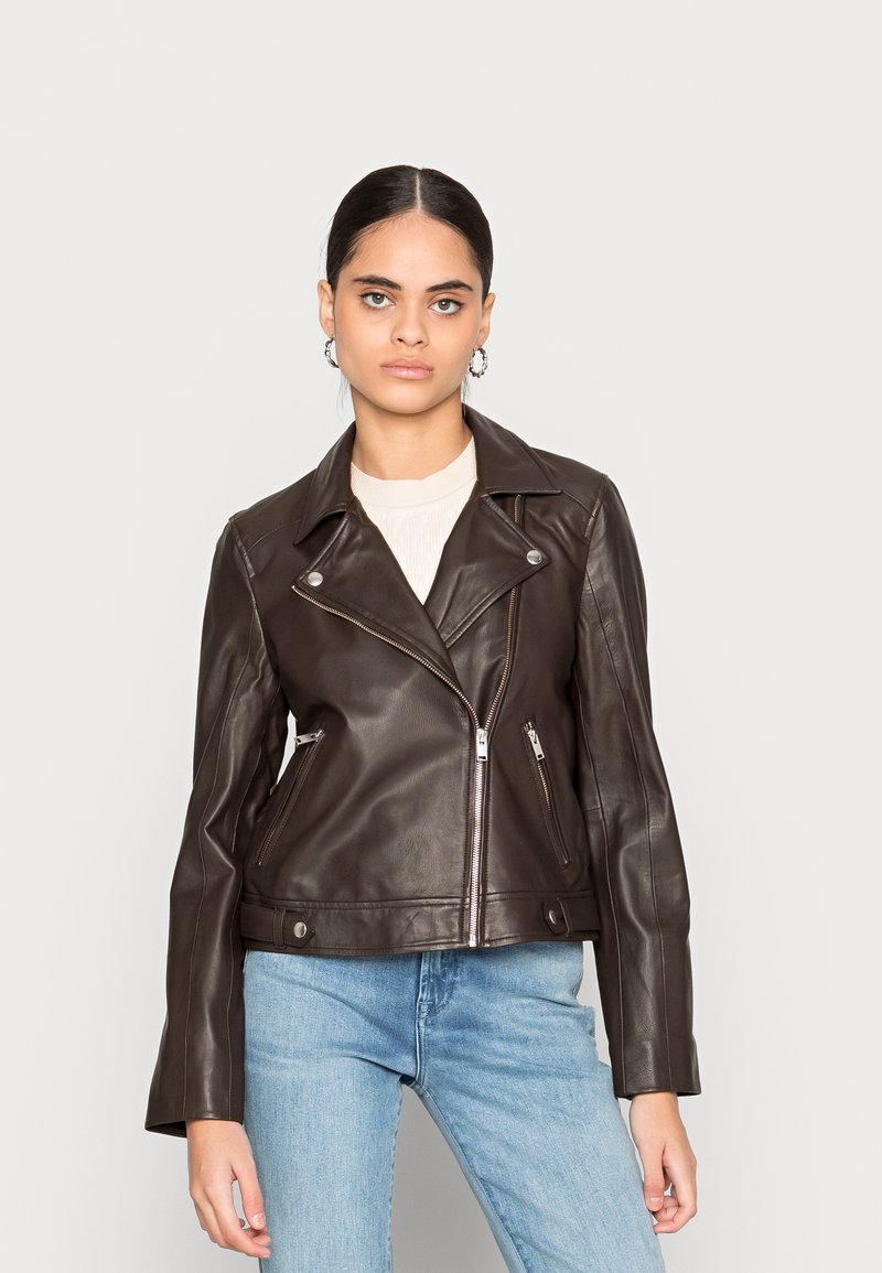 Selected Femme SLFKATIE NOOS B - Leather jacket - java/brown - Zalando ...