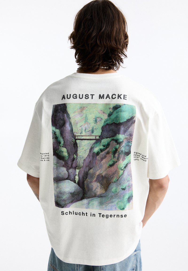 PULL&BEAR AUGUST MACKE - T-shirts print - white/hvid - Zalando.dk