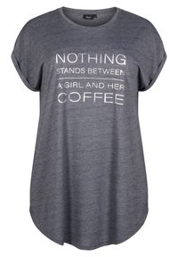 Zizzi MIT TEXTDRUCK - Noční košile - black mel nothing/skvrnitě šedá ...