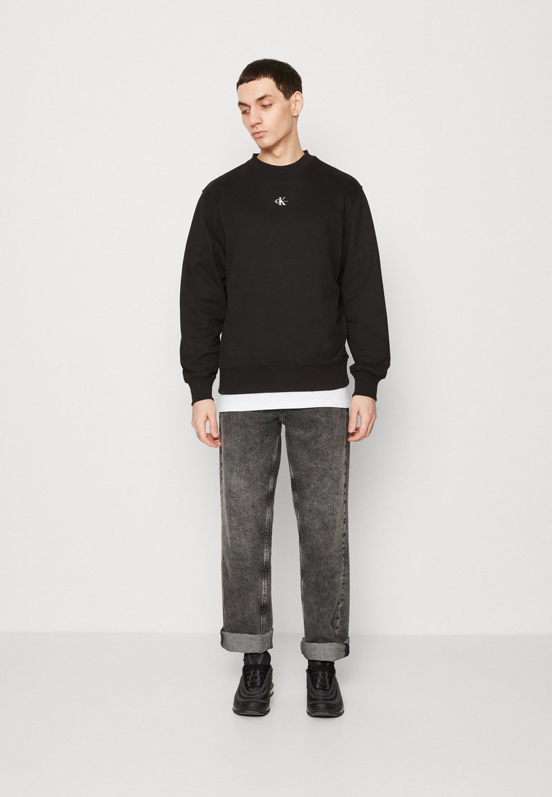 Calvin Klein Jeans Micro Monologo Crew Neck Unisex Sweatshirt Black