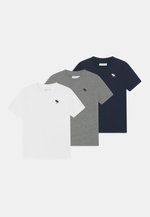 Abercrombie & Fitch 3 PACK - Basic T-shirt - white/navy/grey/dark blue - Zalando