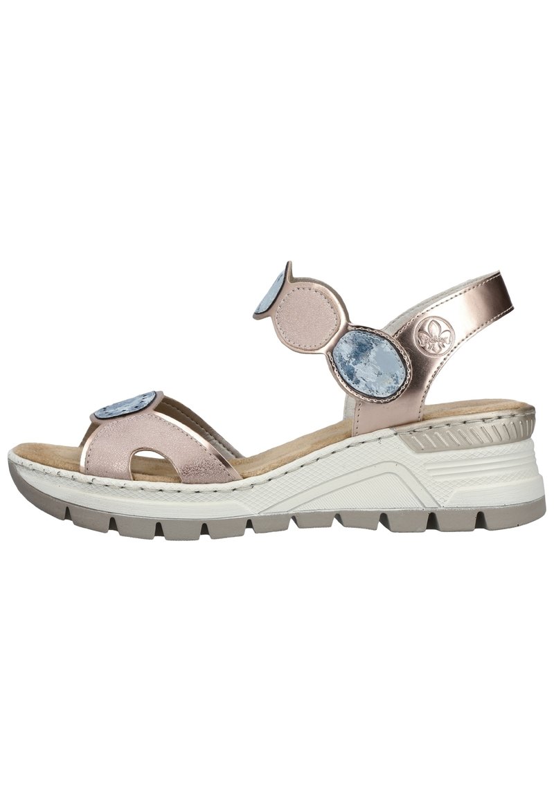 Rieker Sandalen met sleehak - copper rose heaven/donkerroze - Zalando.be