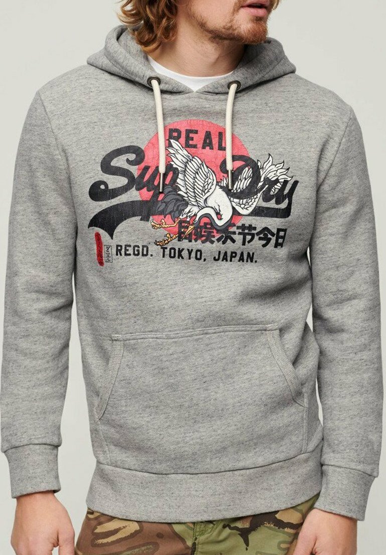 Superdry TOKYO VINTAGE LOGO - Jersey con capucha - athletic grey marl ...