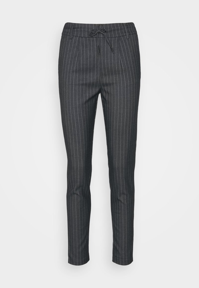 ONLY ONLPOPTRASH NAJA FINE STRIPE - Trousers - dark grey melange/white ...