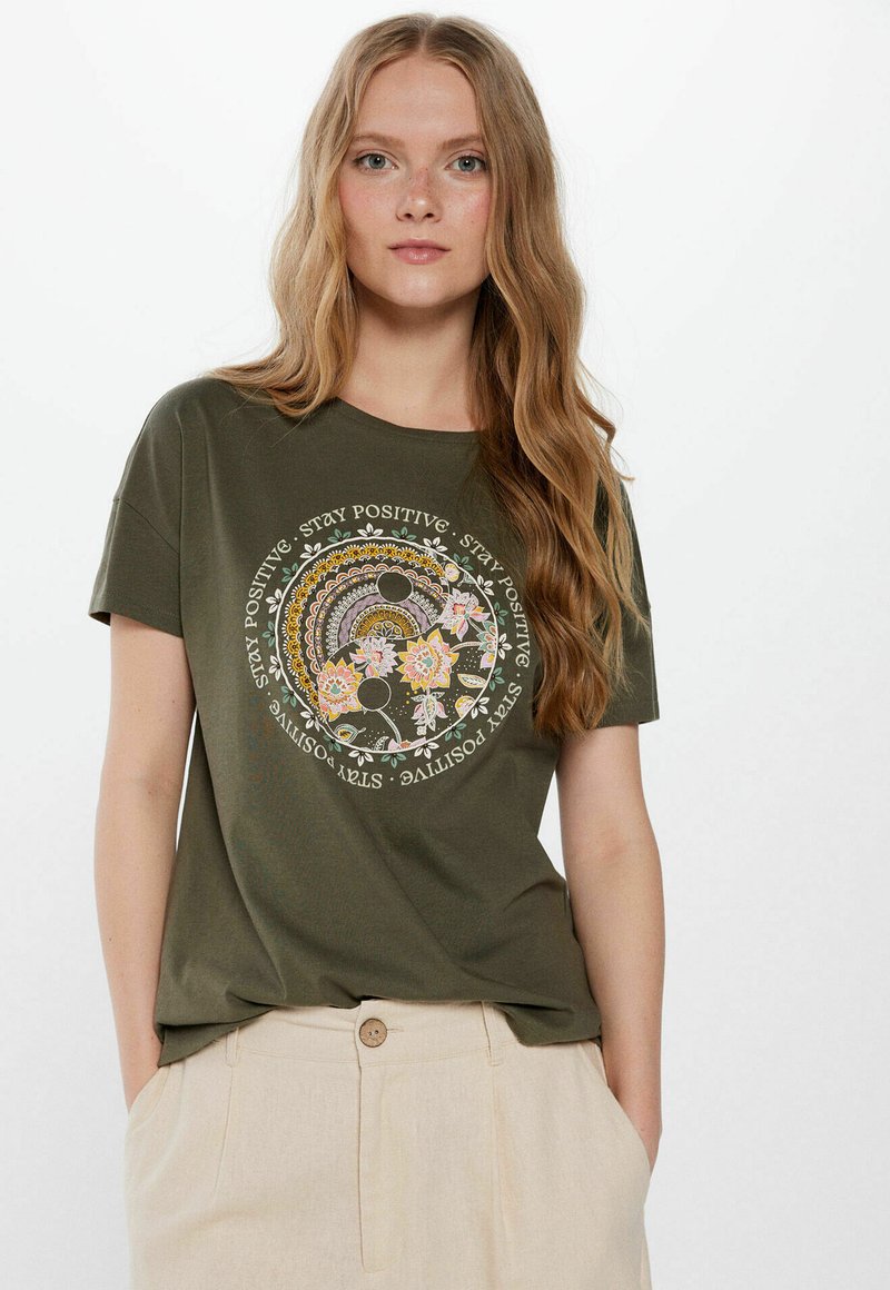 Springfield T-Shirt print - khaki - Zalando.de