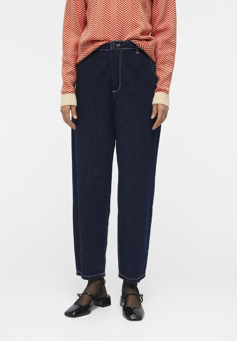 Object LOOSE FIT - Jeans Straight Leg - dark blue denim/dark-blue denim ...