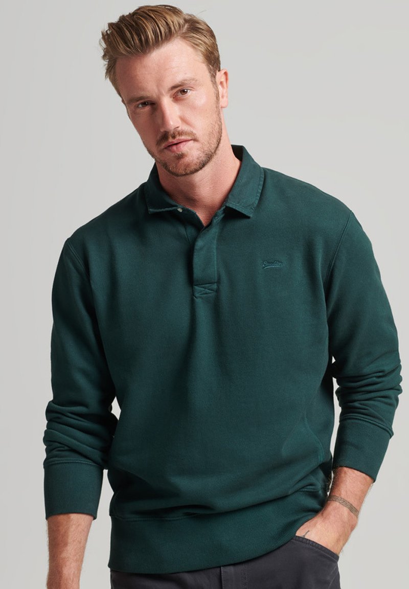 Superdry OVERDYED RUGBY - Polo shirt - enamel green/green - Zalando.de