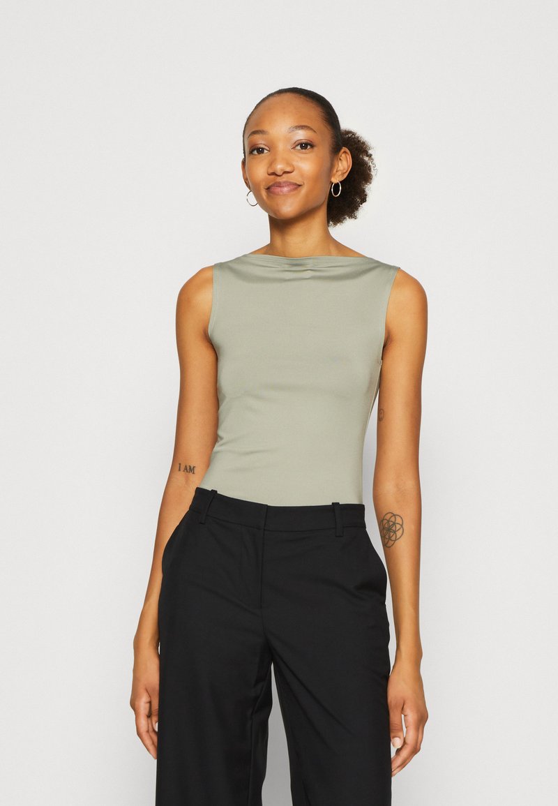Weekday ANNIE BOATNECK - Top - grey green/khaki - Zalando.ch